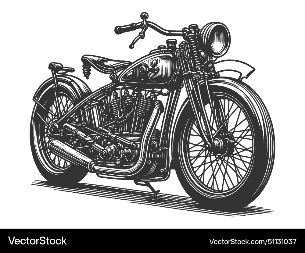 Vintage motorcycle engraving Royalty Free Vector Image