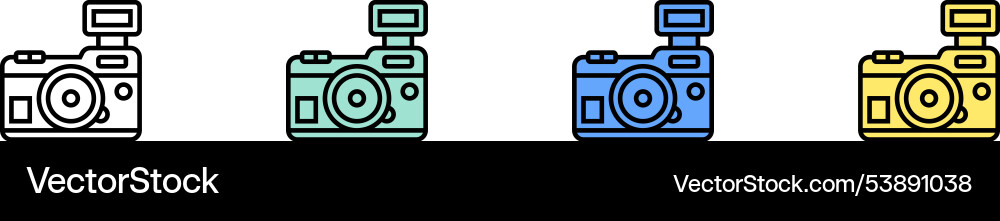 Camera icon outline green blue and yellow style Vector Image