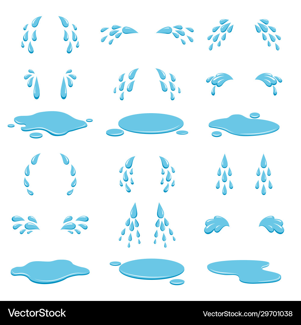 Crying Teardrops with Puddles Royalty Free Vector Image