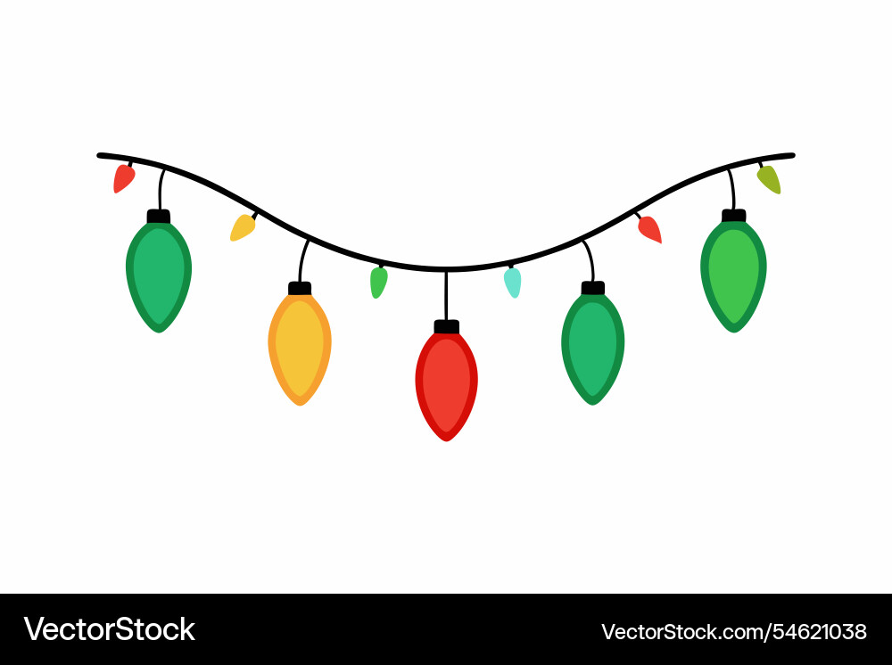 Festive hanging christmas lights design Royalty Free Vector