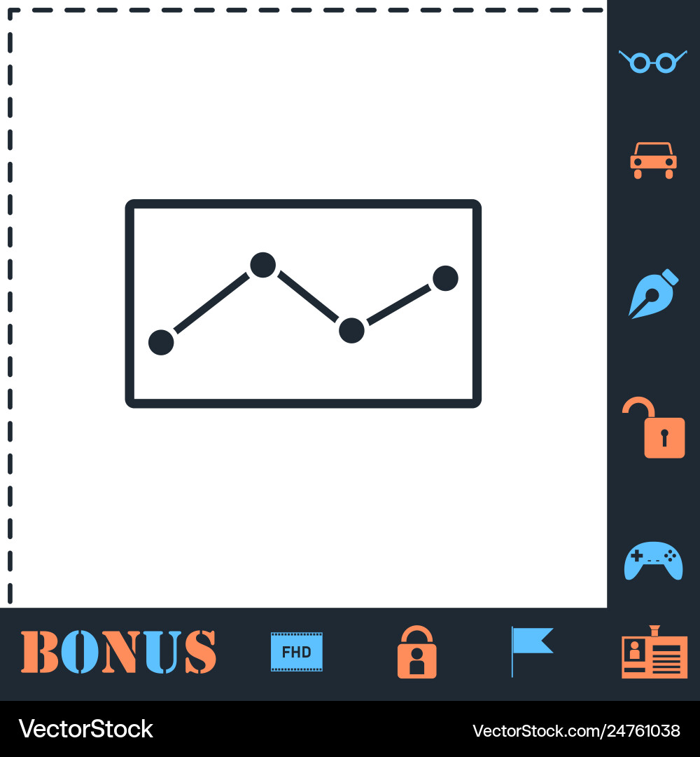 Graph down icon flat Royalty Free Vector Image