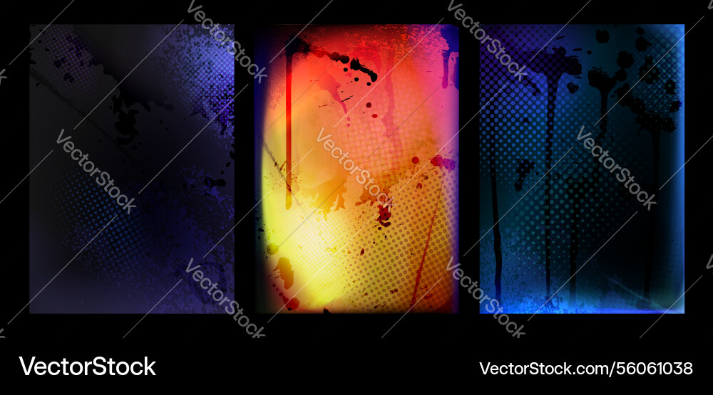 Grungy halftone poster layouts set Royalty Free Vector Image