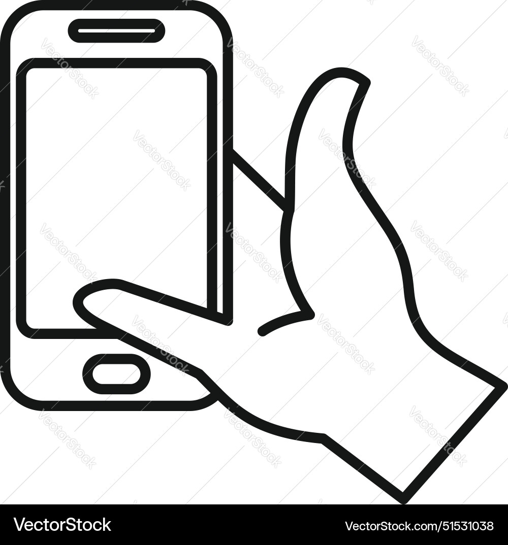 Hand holding touching smartphone icon Royalty Free Vector
