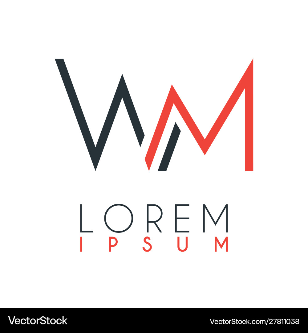 Logo between letter w and m or wm Royalty Free Vector Image