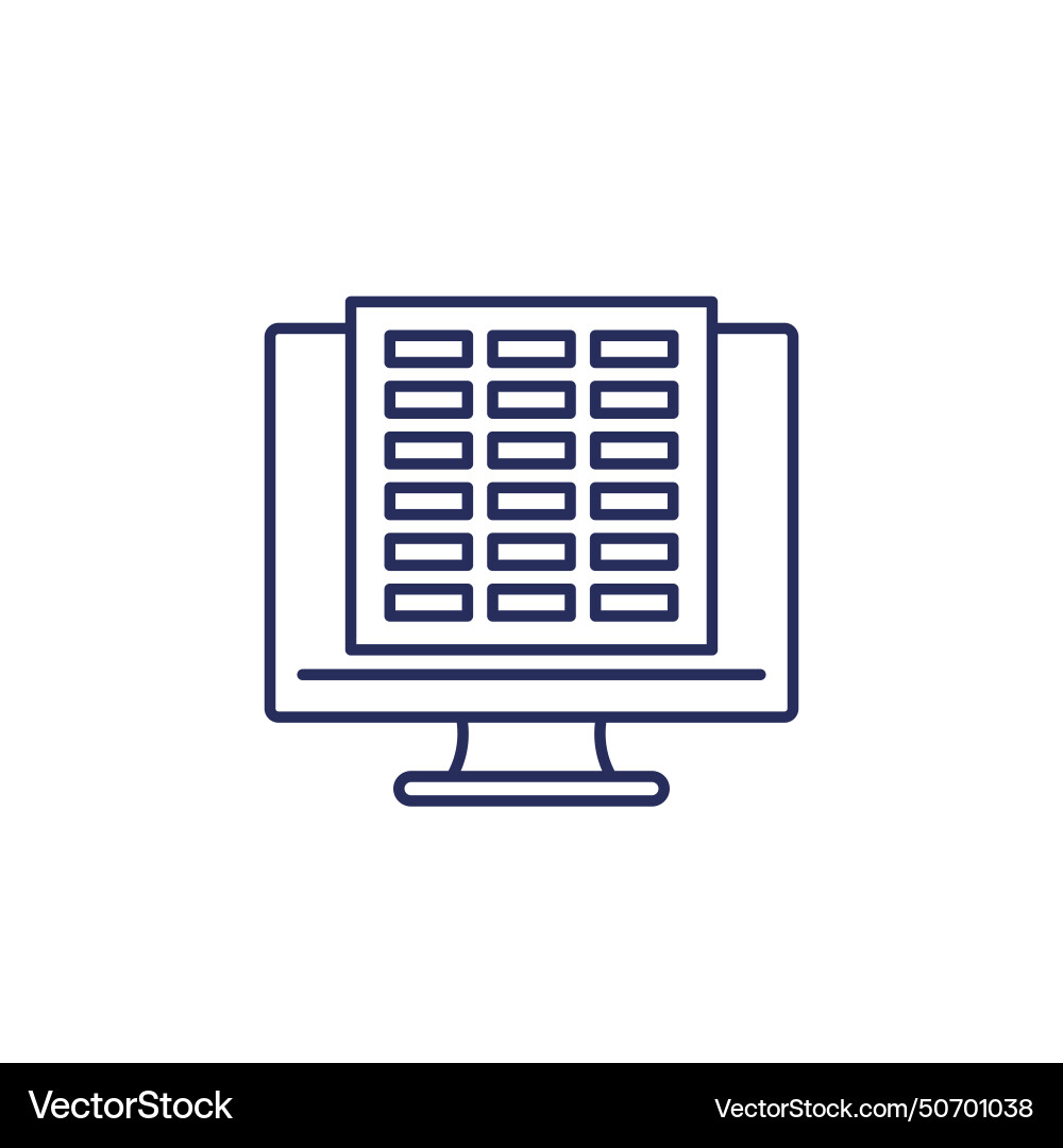 Online spreadsheets line icon Royalty Free Vector Image