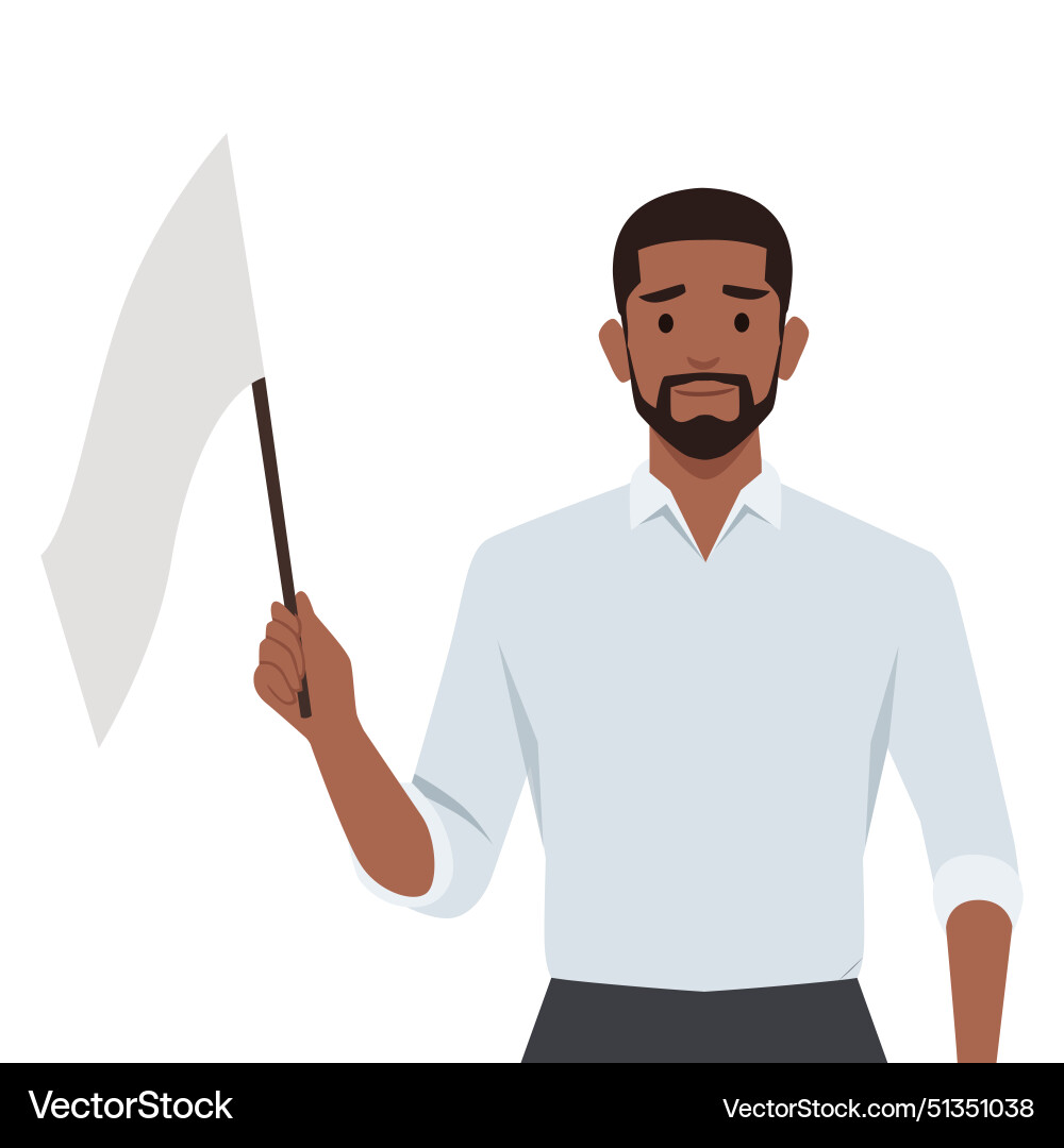 Sad businessman waving white flag metaphor Vector Image