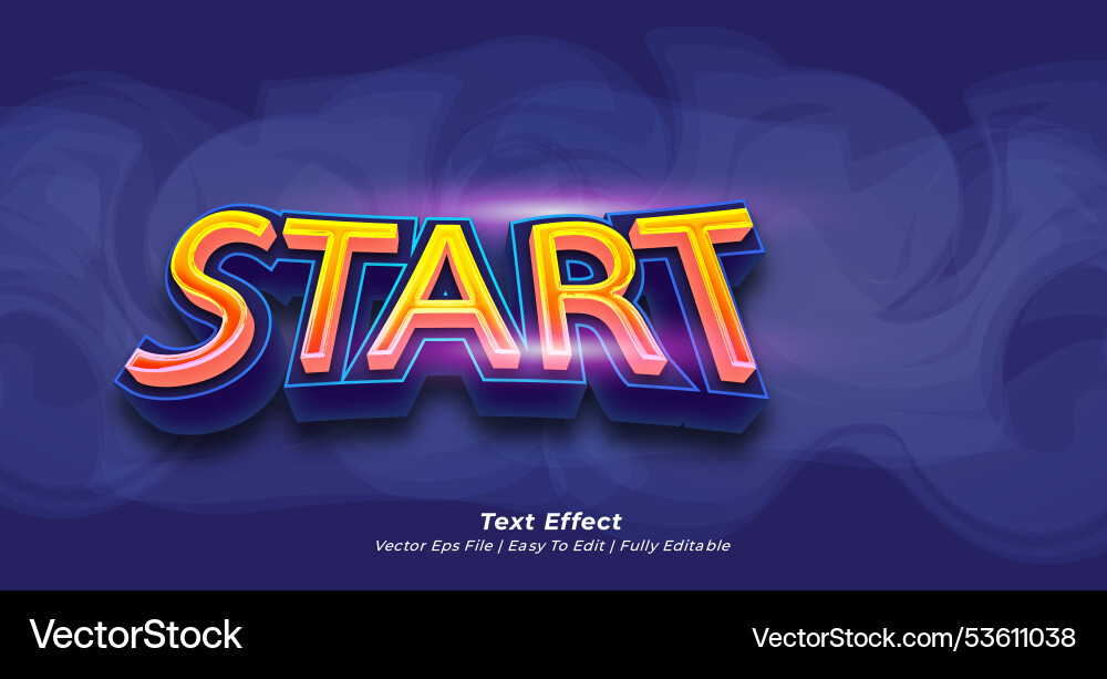 Start gaming club text effect editable 3d Vector Image