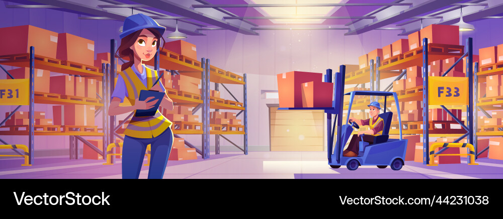 Warehouse workers storehouse freight storage Vector Image