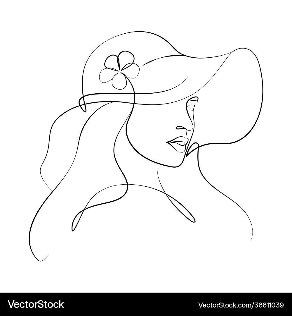 Beautiful female line art drawing Royalty Free Vector Image