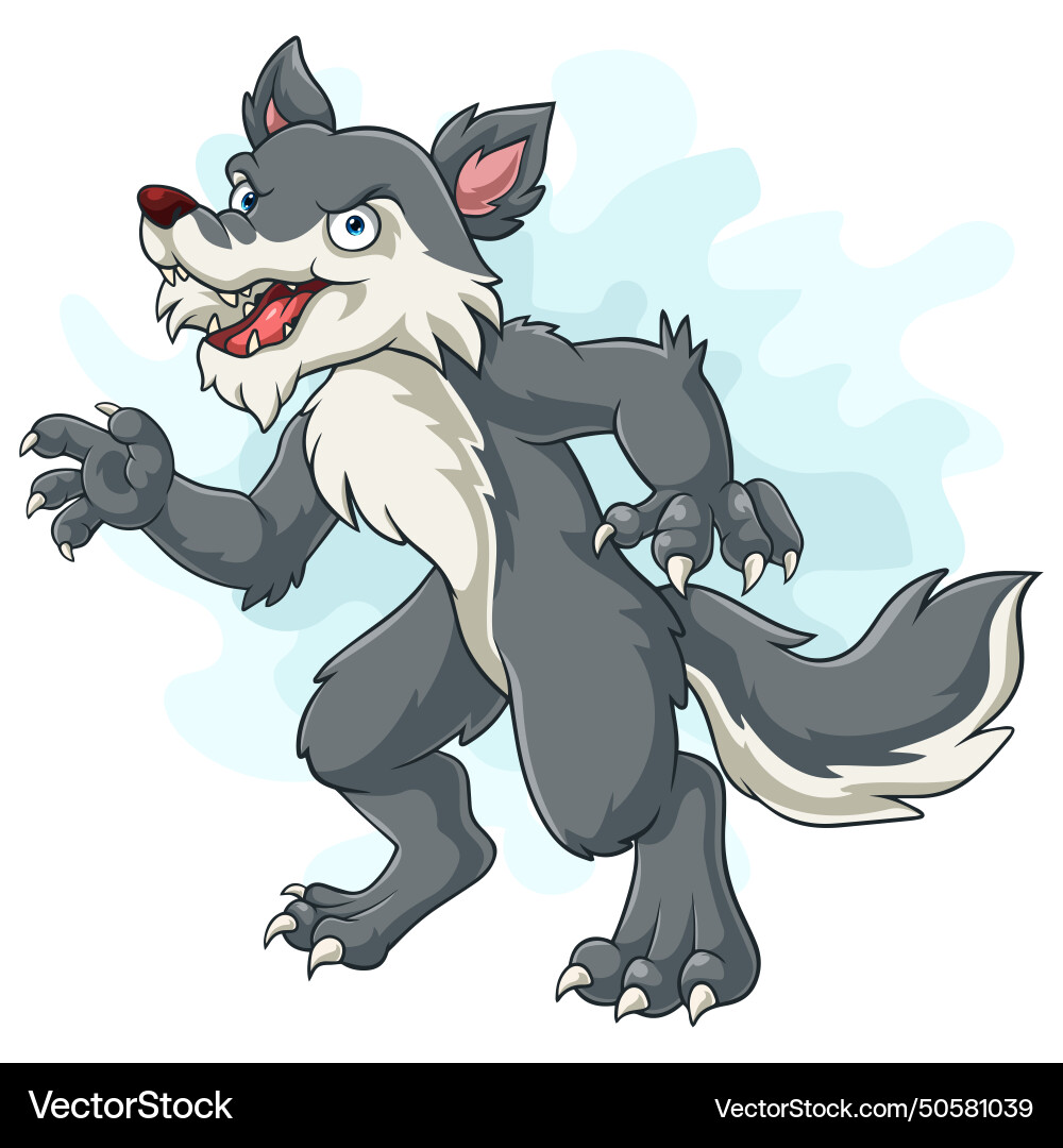 Cartoon angry wolf isolated on white background Vector Image