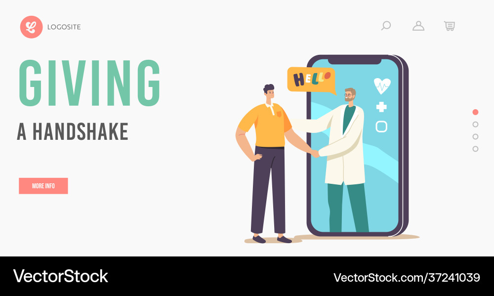 Doctor character shaking hands with patient Vector Image