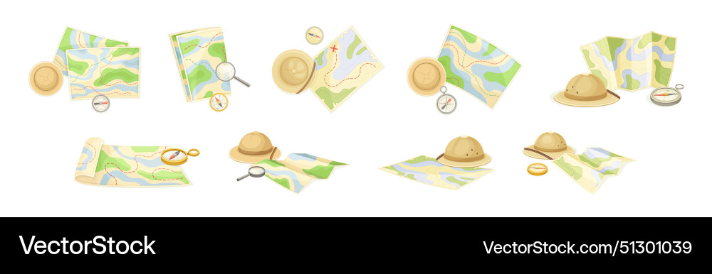 Expedition map depicting geography and route Vector Image