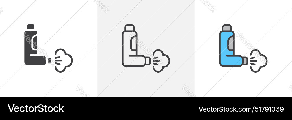 Inhaler line icon set Royalty Free Vector Image