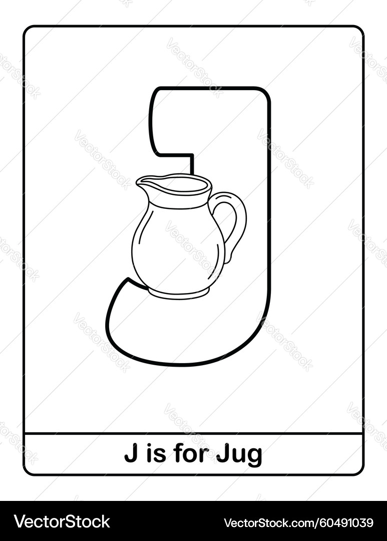 J is for Jug - Alphabet Coloring Page – Royalty-Free Vector | VectorStock