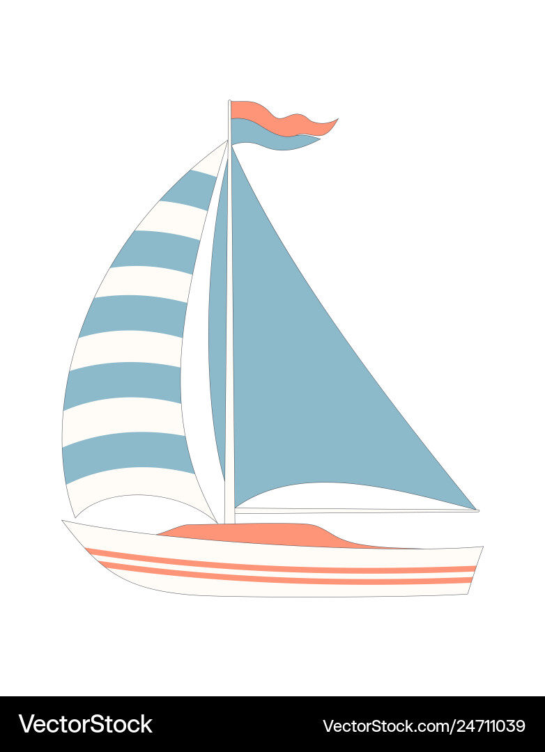 Marine cartoon boat isolated Royalty Free Vector Image
