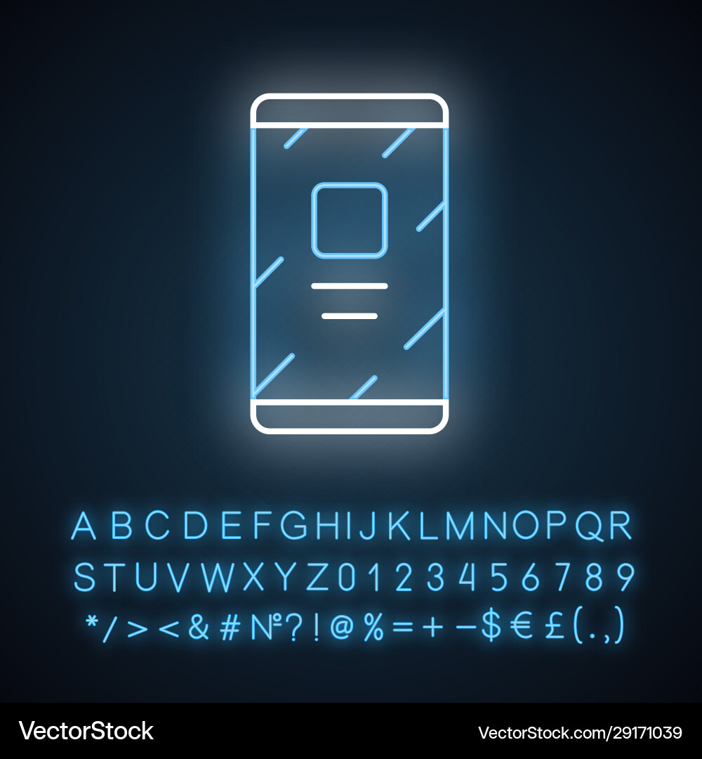 Mobile phone cell neon light icon glowing Vector Image