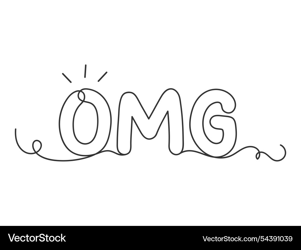 Omg continuous one line art drawing isolated Vector Image
