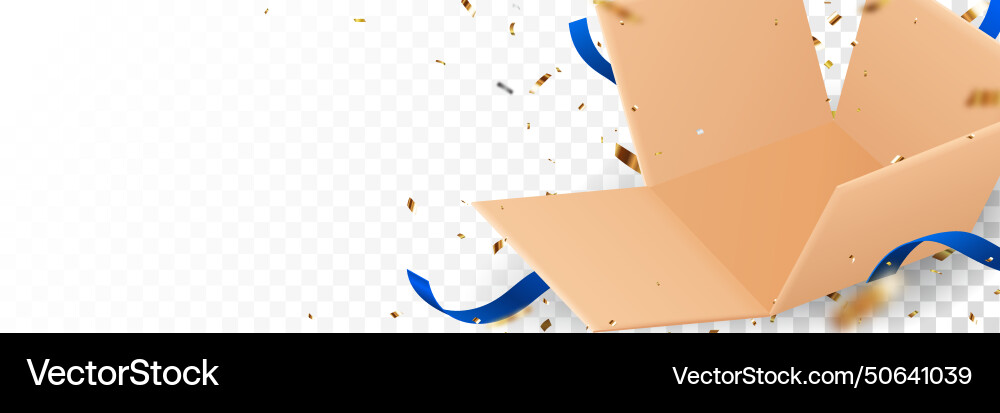 Open box with gold confetti Royalty Free Vector Image