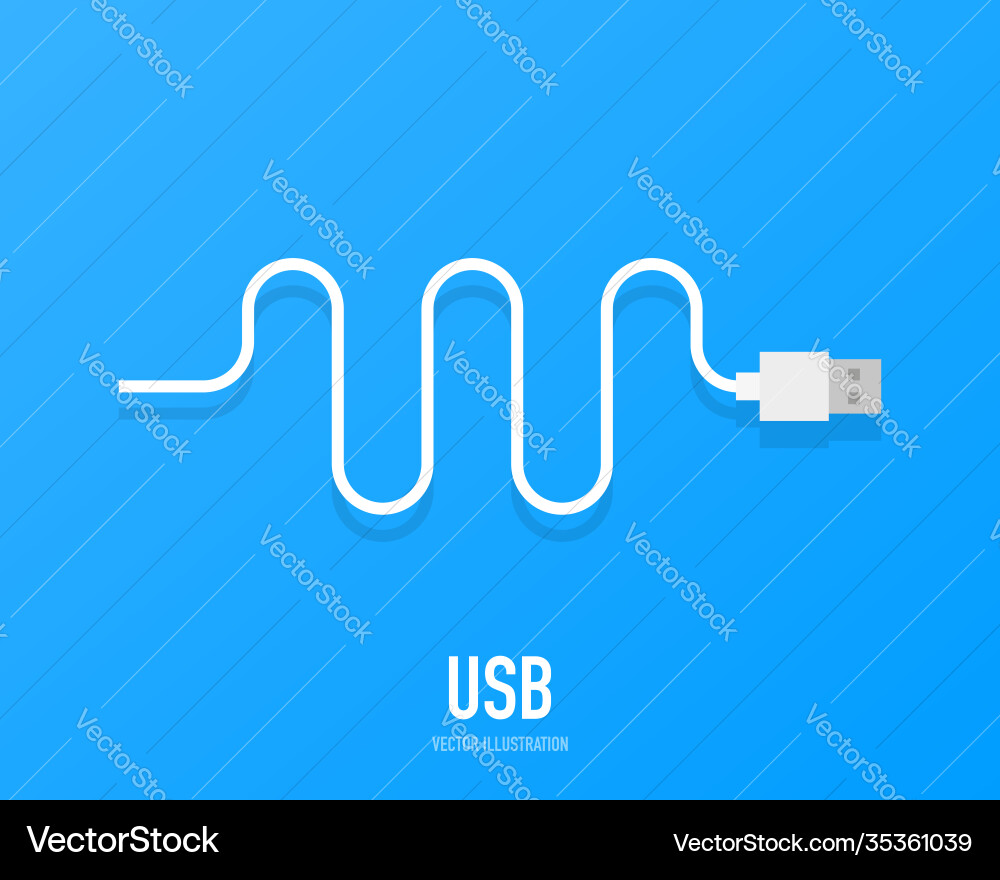 Power concept background design usb white cable Vector Image