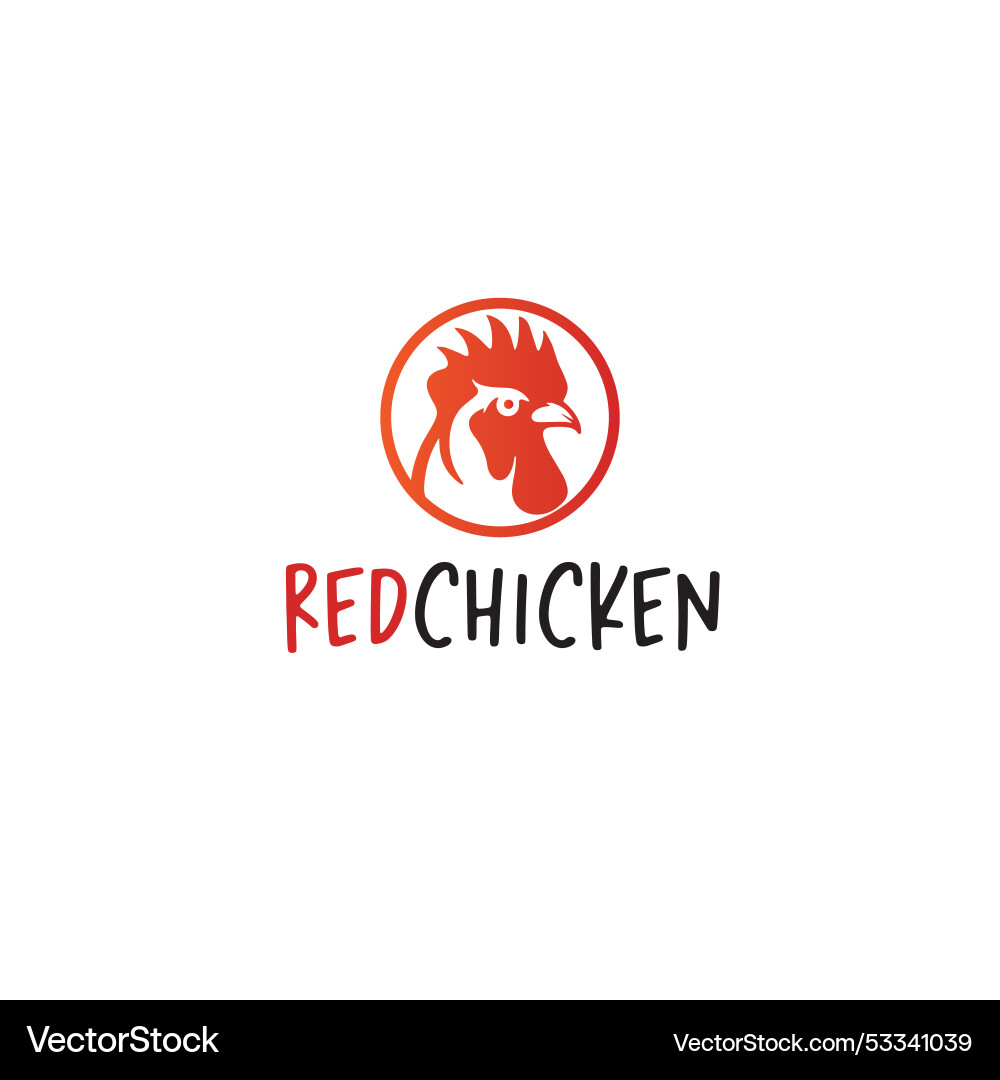 Red chicken flat logo design Royalty Free Vector Image