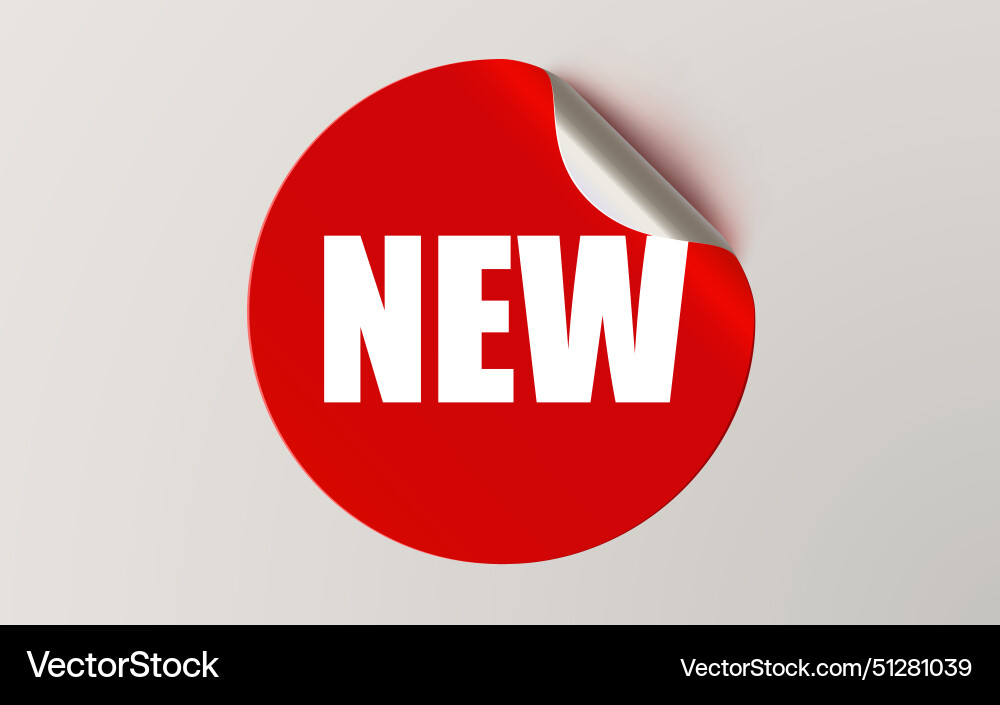 Red sticker and text new isolated graphic Vector Image