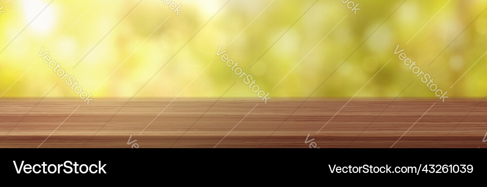Wooden table perspective outdoors view Royalty Free Vector