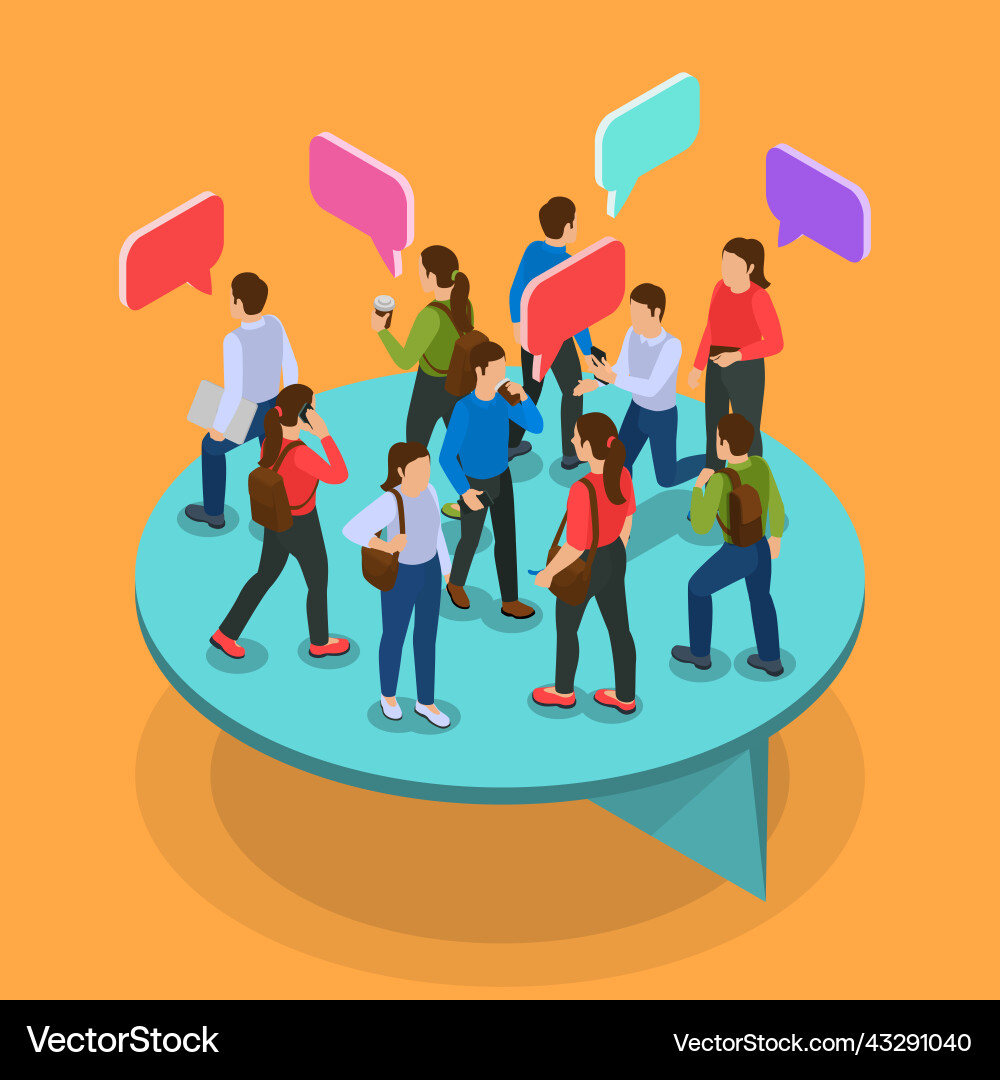 Community isometric background Royalty Free Vector Image