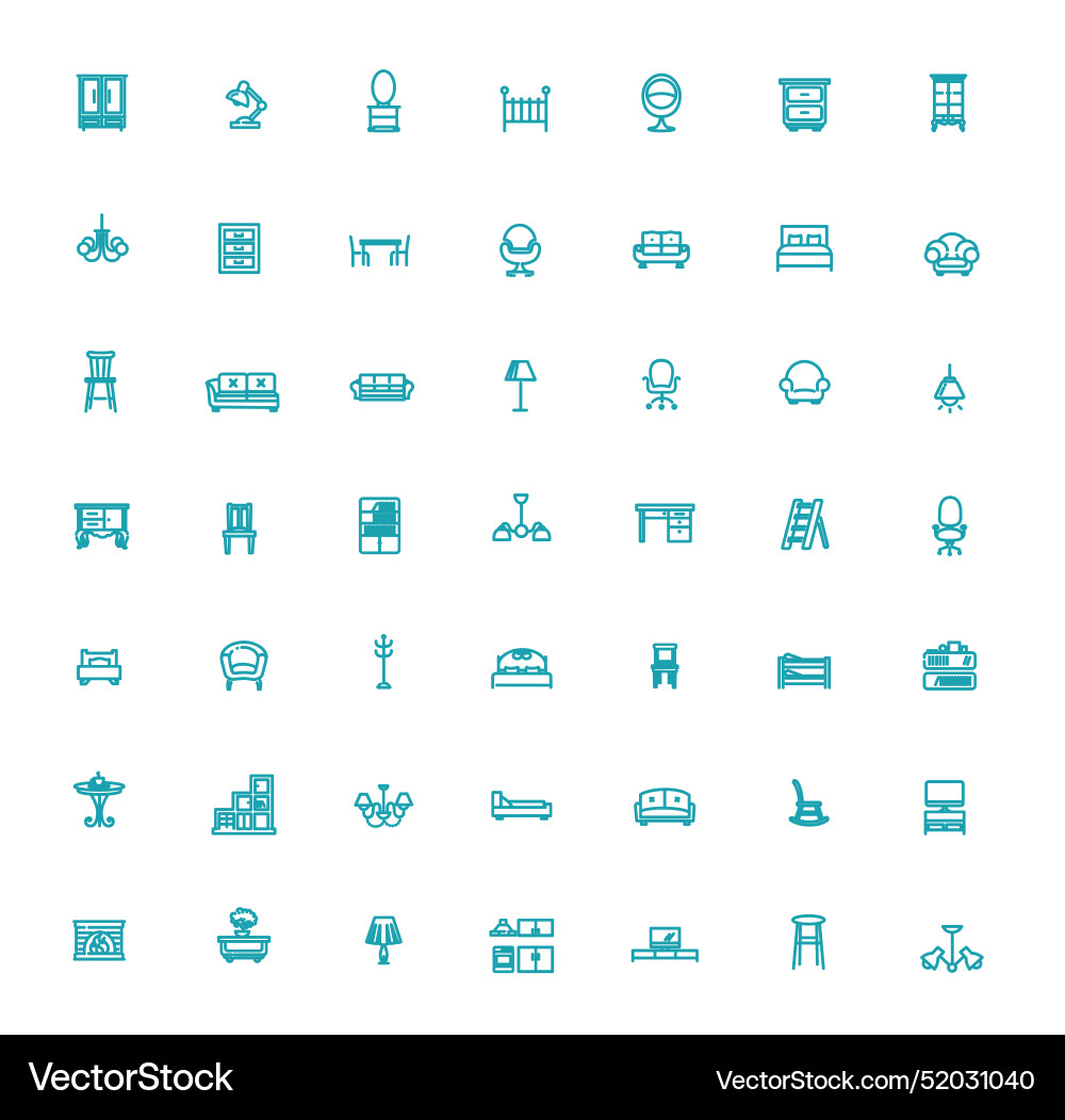 Furniture and home decor icon set Royalty Free Vector Image