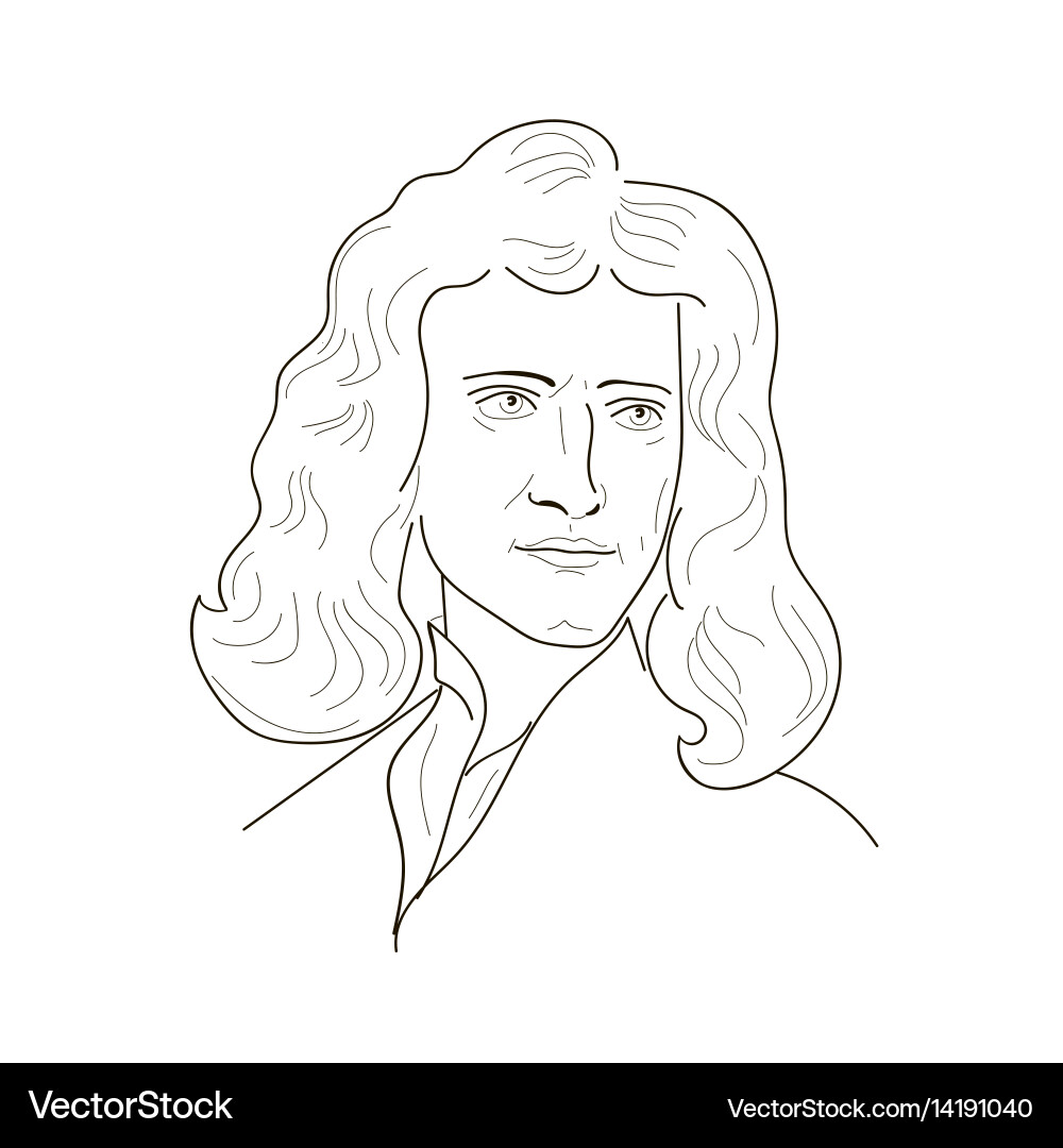 Isaac newton sketch Royalty Free Vector Image - VectorStock