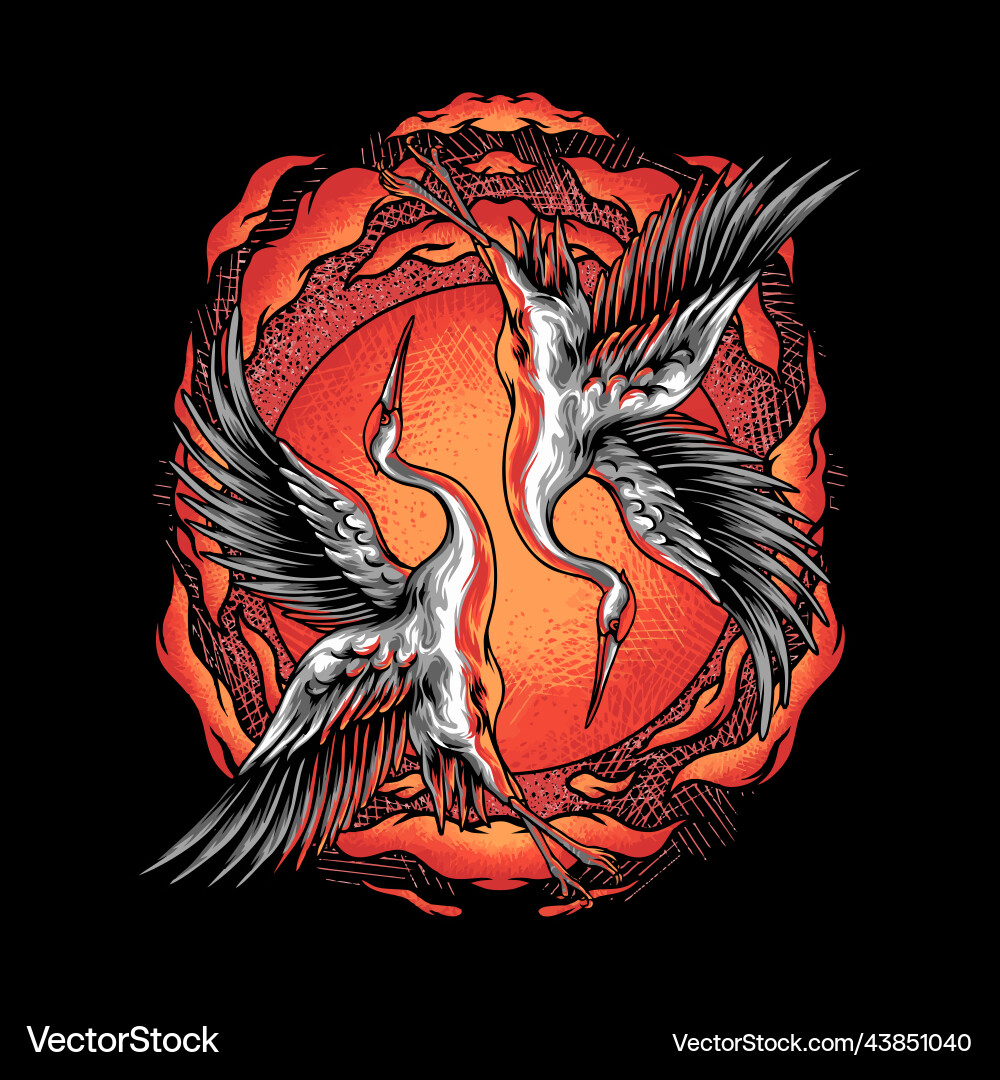 Japanese Crane Pattern Royalty Free Vector Image