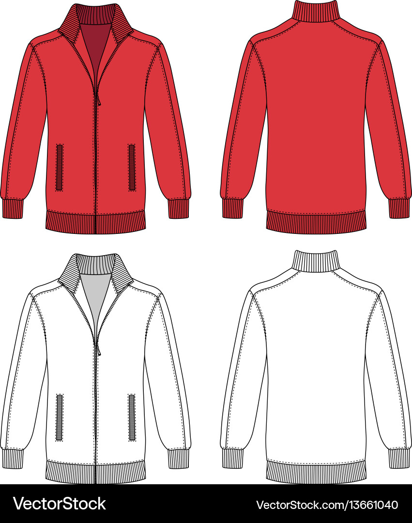 Long sleeve jacket with zipper Royalty Free Vector Image