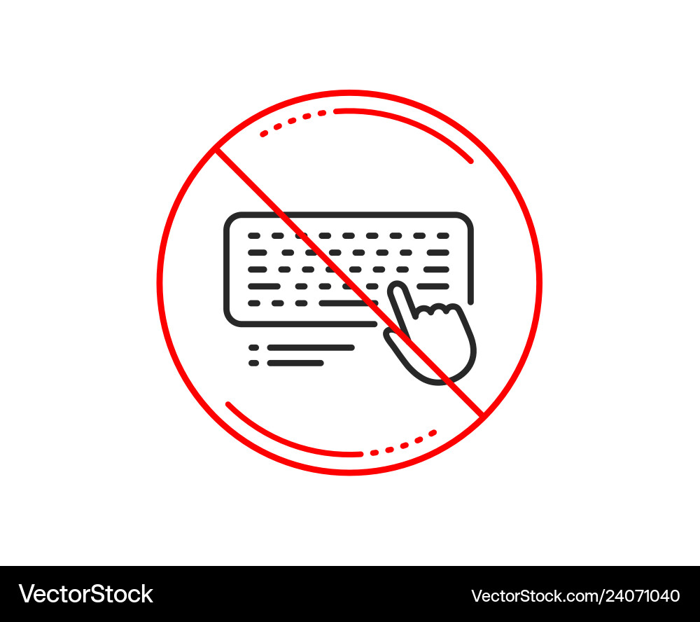 No or stop sign keyboard line icon computer Vector Image