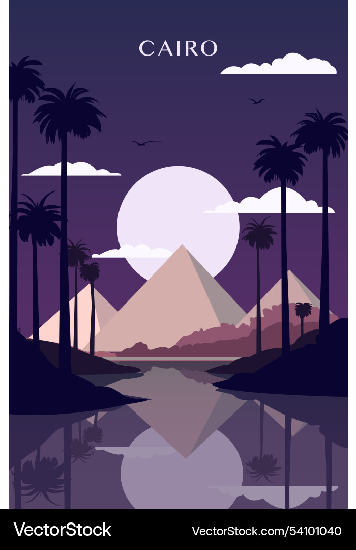Pyramidenkomplex cairo retro city poster Vektorbild