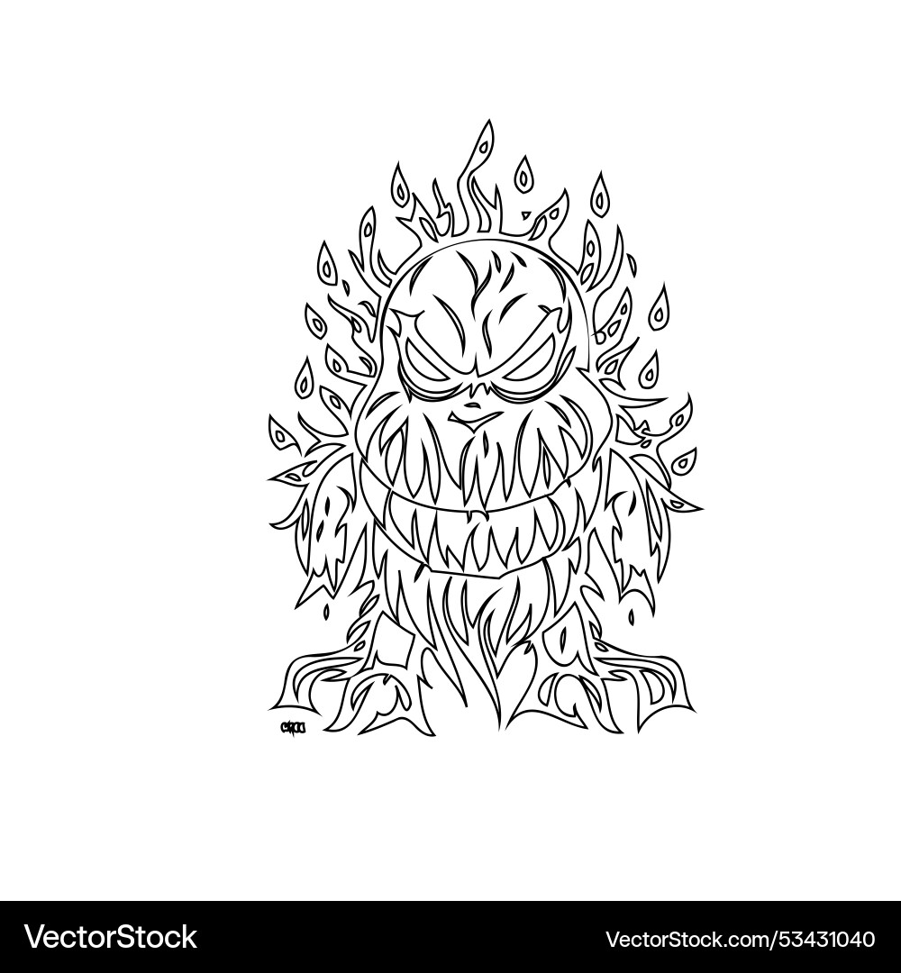 Swamp monster outline sketch Royalty Free Vector Image