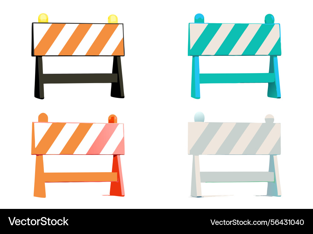 Traffic barriers in various styles and colors Vector Image
