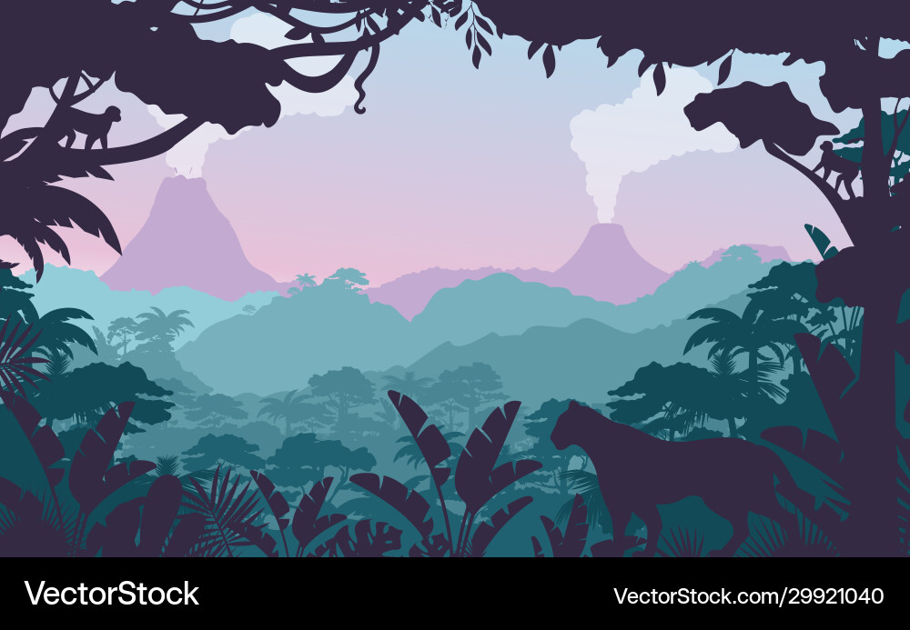 Tropical jungle flat Royalty Free Vector Image