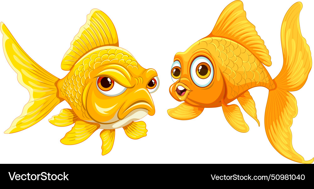 Two cartoon goldfish with expressive faces Vector Image