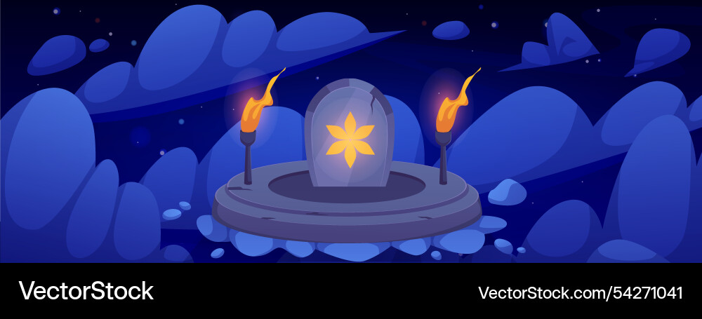 Ancient round stone altar plate with six-pointed Vector Image