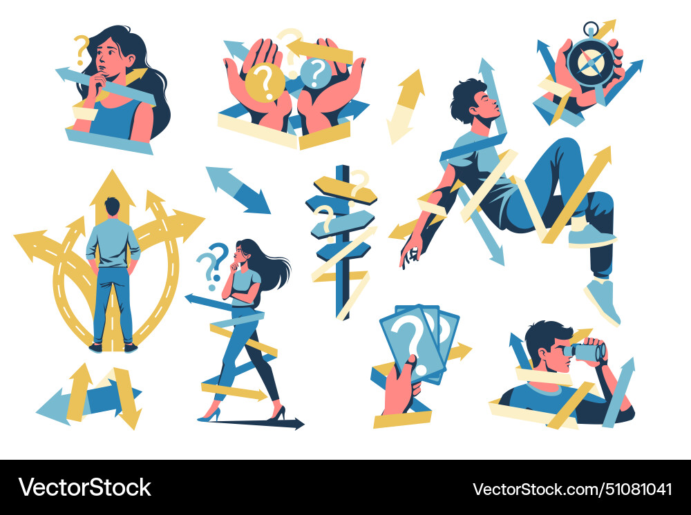 Choice arrow direction people choose path Vector Image