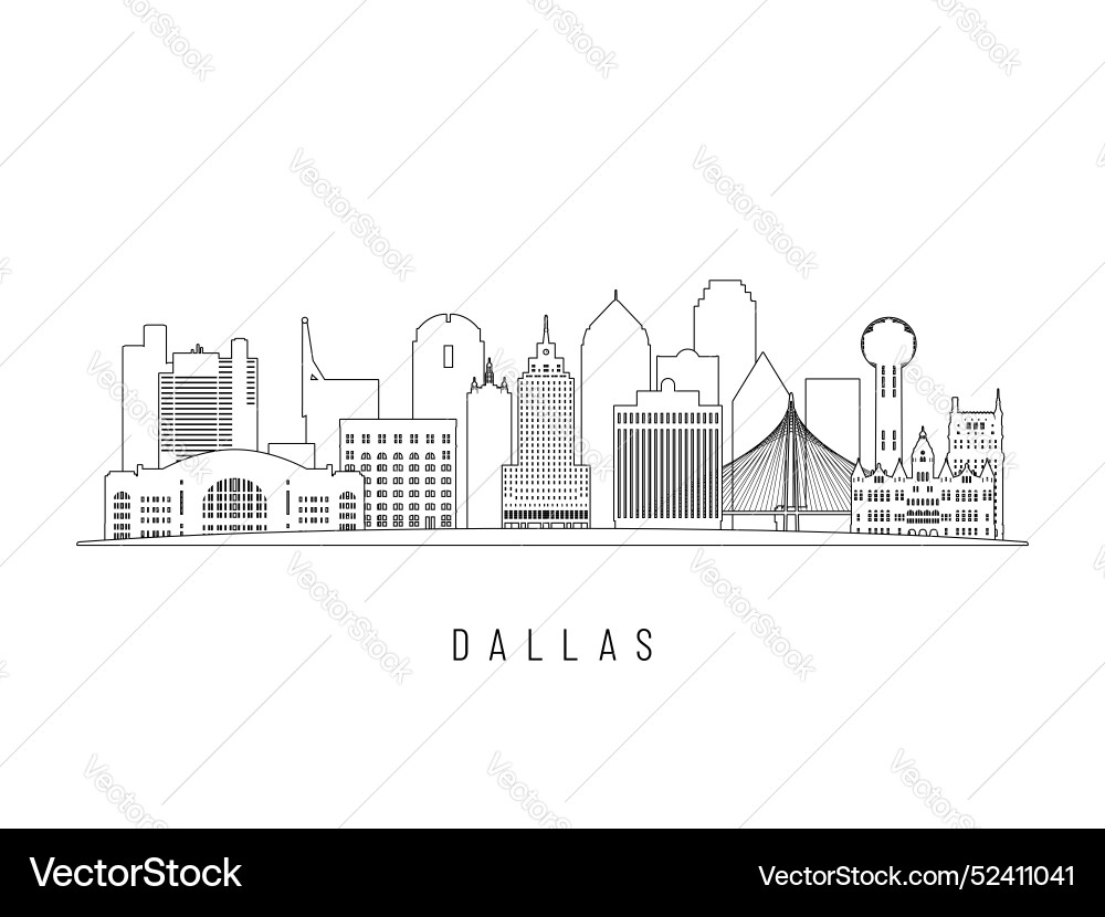 Detailed dallas skyline Royalty Free Vector Image