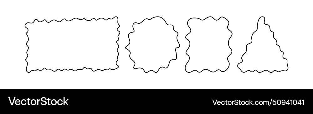 Doodle wavy curve edge frame hand drawn wave Vector Image