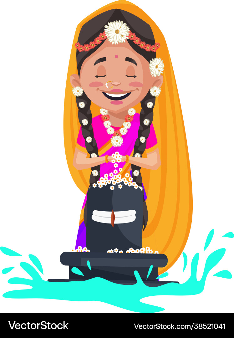 Goddess radha cartoon character Royalty Free Vector Image