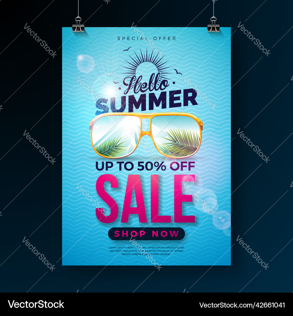 Hello summer sale design with typography letter Vector Image