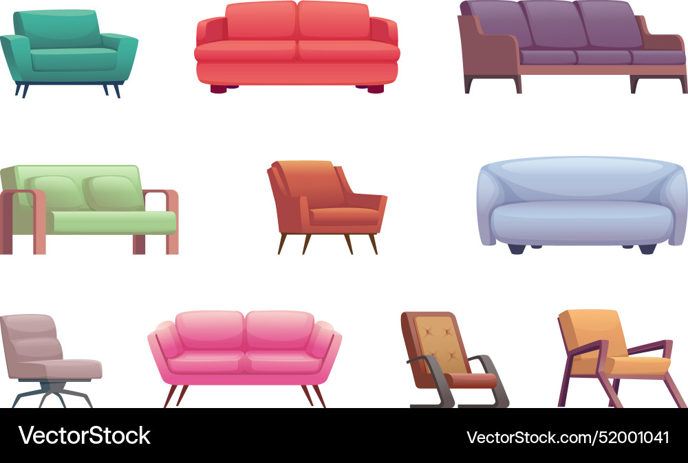 Modern sofa interior couches soft furniture Vector Image