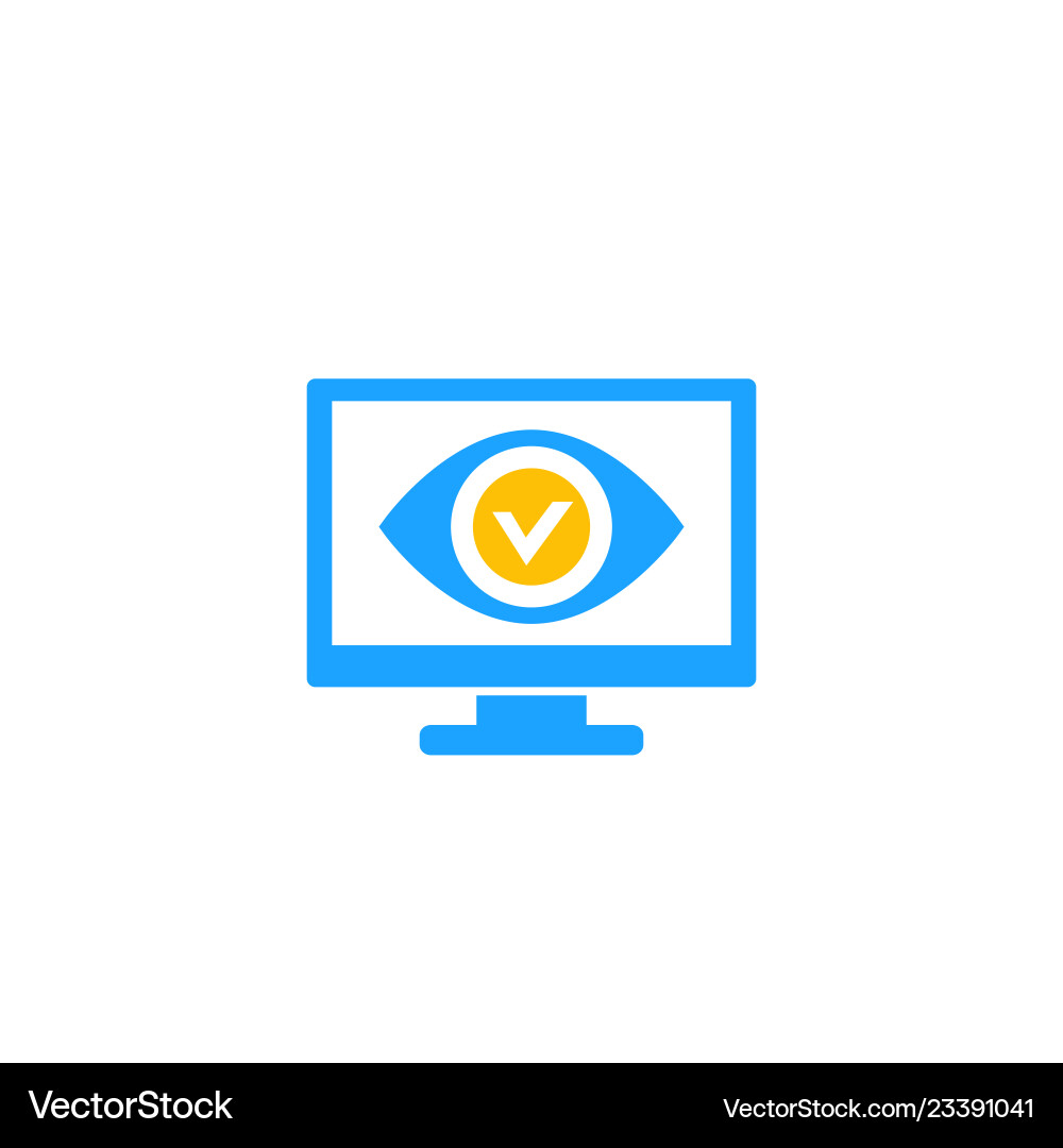 Monitoring icon eye on screen Royalty Free Vector Image