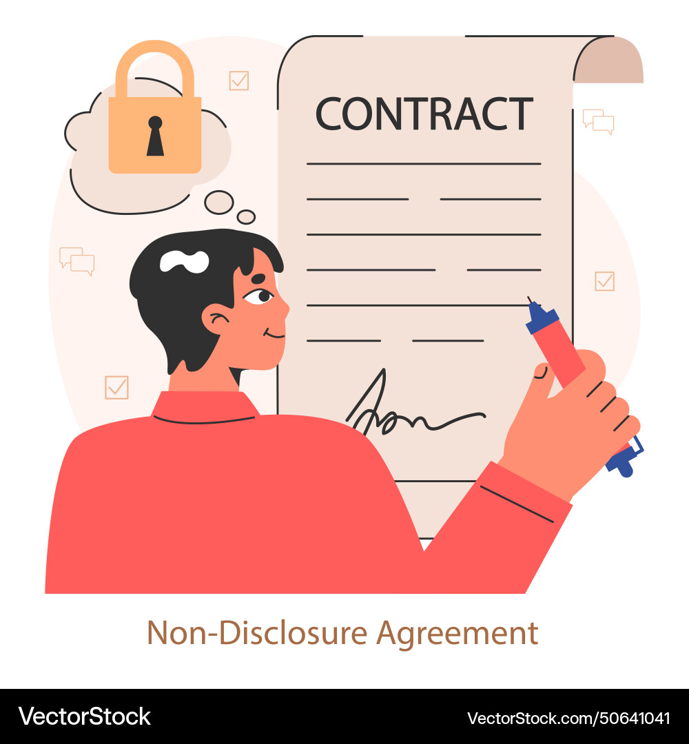 Non-disclosure agreement signing a contract Vector Image