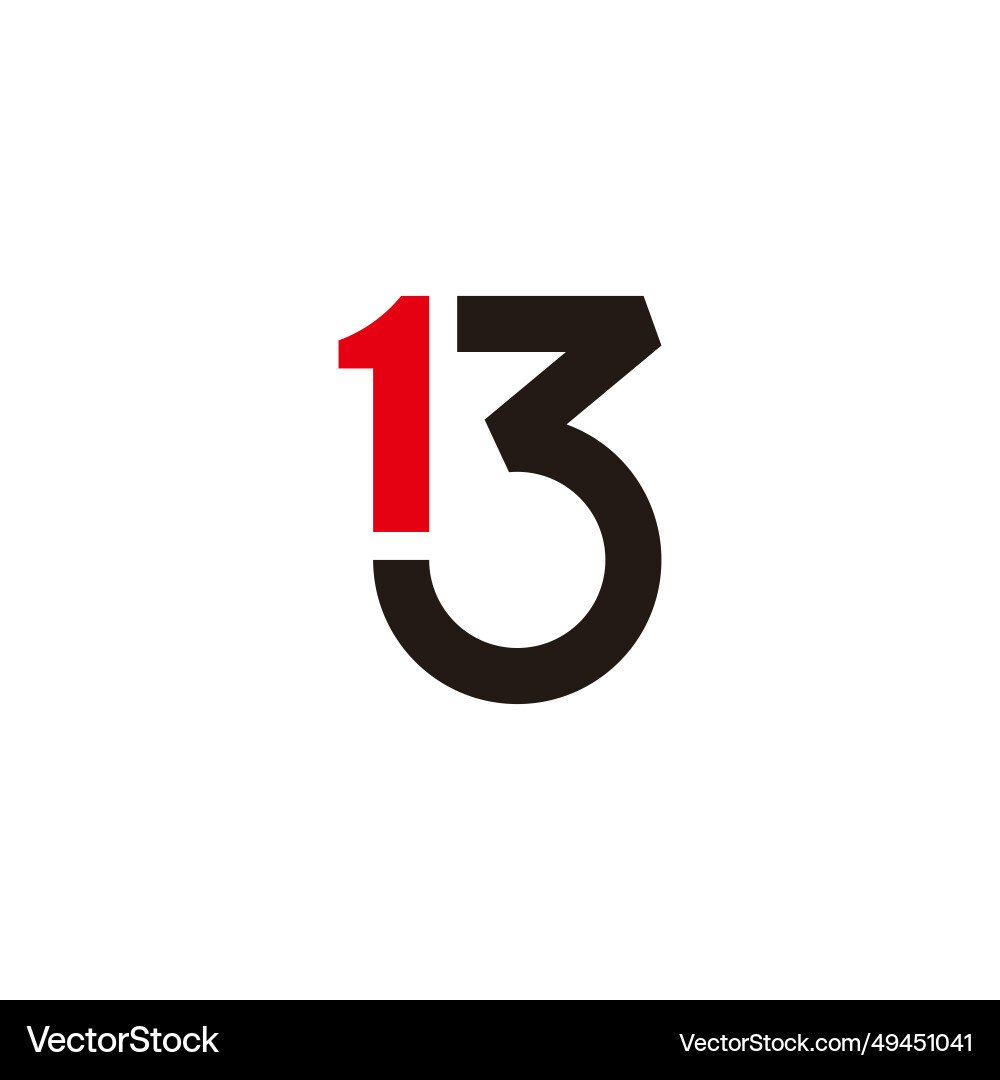 Number 13 simple geometric colorful logo Vector Image