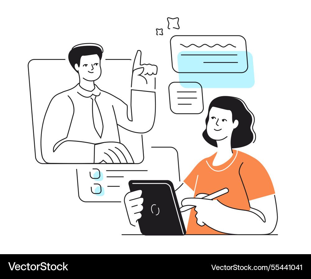 Online consultation support services and business Vector Image