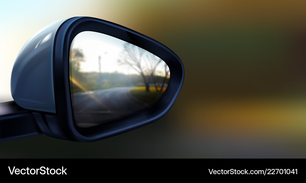 Realistic Black Rear View Mirror Royalty Free Vector Image