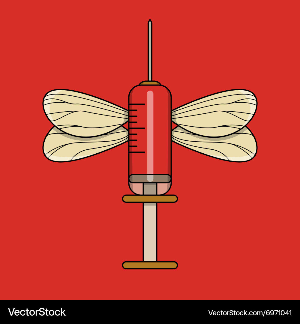 Red injection with mosquito wings Royalty Free Vector Image